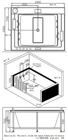 BPS-koupelny Hydromasážní vana HYD-KA914WH 190x150 BÍLÁ s ohřevem vody