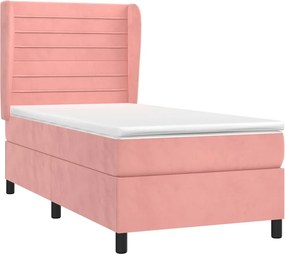 Box spring postel s matrací růžová 80 x 200 cm samet 3129242