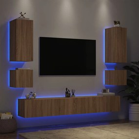 6dílná obývací stěna s LED osvětlením dub sonoma - Default Title