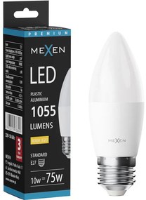 Mexen Nova, LED žárovka E27, C37, 10W, Teplá - 3000K, 1055 lm - L102-E27-1030-01