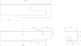 Sapho Sapho, Držák toaletního papíru s poličkou 35cm, černá matná, 33214