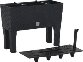 Vyvýšený záhon antracitový 60 x 25 x 46 cm PP ratan 152208