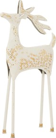 Dekorativní kovový sob Reindeer bílý se zlatými detaily – 43*15*87 cm
