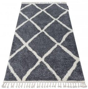 koberec BERBER CROSS B5950, šedo bílý střapce, Maroko Shaggy velikost 160x220 cm | krásné koberce cz