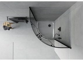 Mexen Rio půlkruhový sprchový kout 90 x 90 cm, Grafitově černá, Černá + sprchová vanička Flat, Bílá - 863-090-090-70-40-4110B