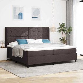 Postel s boxspringem s čelo Tmavě hnědá 200 x 200 cm textil 3341731