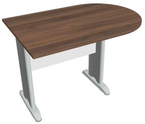 Stůl jednací oblouk 120 cm - Hobis Cross CP 1200 1 Dekor stolové desky: ořech, Dekor lamino podnože: bílá, Barva nohou: Stříbrná