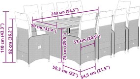 11dílný zahradní bistro set s poduškami černý polyratan 3277290