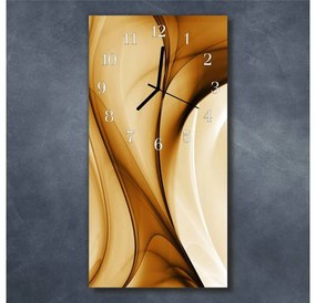 Nástěnné hodiny obrazové na skle - Abstrakt hnědý I