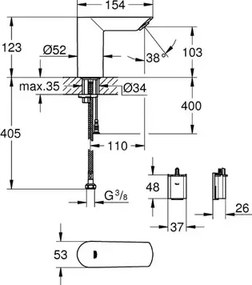 Grohe Bau Cosmopolitan E - Infračervená elektronická umyvadlová bateri