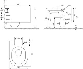 Mereo Mereo, WC závěsné kapotované, RIMLESS, 495x360x370, keramické, vč. sedátka CSS115S, VSD84S2