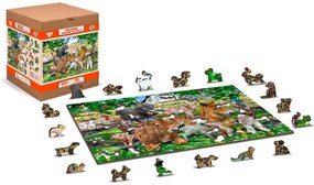 Puzzle wooden city dřevěné puzzle školka na farmě 2v1, 300 dílků eko