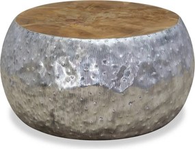 Konferenční stolek, hliník a teak, 60x60x30 cm 244549