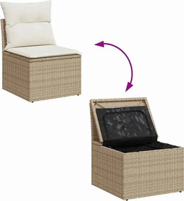 vidaXL Sada zahradních pohovek s polštářem 9 pcs Béžová a krémová [3364366]