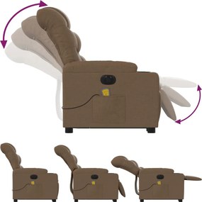Elektrické zvedací masážní polohovací křeslo hnědé textil 3206676