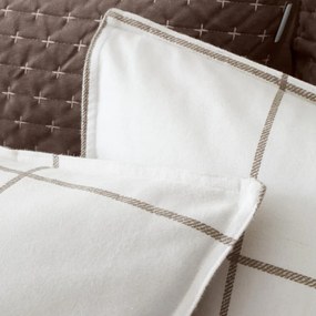 Krémové/taupe flanelové povlečení na dvoulůžko 200x200 cm Brushed Regal Check – Bianca
