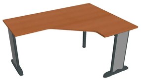 Stůl ergo lomený levý 160×120 cm - Hobis Flex FEV 60 L Dekor stolové desky: třešeň, Barva nohou: černá