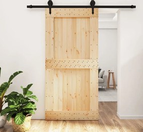 vidaXL Posuvné dveře s kováním 100 x 210 cm masivní borové dřevo [3203241]