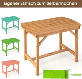 Costway Stůl z jedlového dřeva terasový – 100 × 60,5 × 75 cm, přírodní