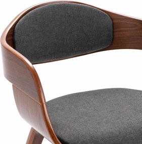 Jídelní židle 2 ks ohýbané dřevo a šedý textil 287389