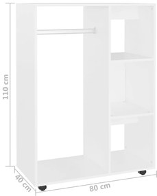 Šatní skříň bílá 80 x 40 x 110 cm dřevotříska - Default Title