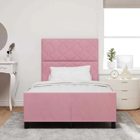 Postel s boxspringem s čelo Růžová 120 x 200 cm samet 3345004