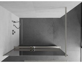 Mexen Kioto+, sprchová zástěna Walk-In s poličkou a věšákem 70 x 200 cm, 8mm sklo vzor zrcadlo, broušená ocel profil, 800-070-121-97-50