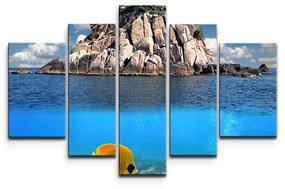 Sablio Obraz - 5-dílný Skála v moři - 125x90 cm