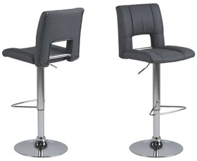Designová barová židle Nerine tmavě šedá a chromová-tkanina