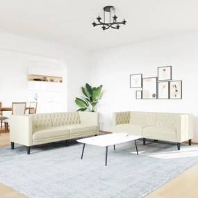 2dílná sedací souprava Chesterfield krémová umělá kůže 3209275