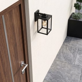 Toolight Toolight, JNH038-1G, venkovní nástěnné svítidlo se skleněnými tabulkami, 1× E27, IP44, černá matná, OSW-56224