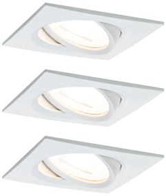 Paulmann 93490 LED Coin Nova rectangular, set bílých hranatých bodovek, 3x6,5W LED 2700K tříkrokové stmívání, 8,4x8,4cm