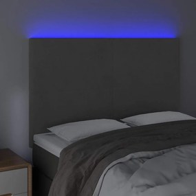 Čelo postele s LED tmavě šedé 144x5x118/128 cm samet 3122193