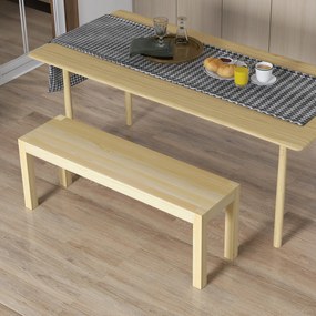 HOMCOM 2místná dřevěná lavice venkovského stylu, kuchyňská lavice do obývacího pokoje, do 240 kg, borovicové dřevo, přírodní, 120x33x45cm| Aosom