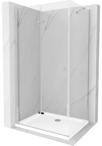 Mexen Lima skládací sprchový kout 70 x 90 cm, Průhledné, Chromovaná + sprchová vanička Flat - 856-070-090-01-00-4010