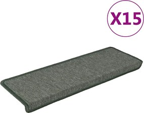 Schodové rohože 15 ks 65 x 21 x 4 cm tmavě zelené s obdélníkovým okrajem 326193