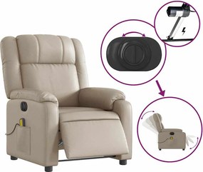 Elektrické masážní polohovací křeslo cappuccino umělá kůže 3205149
