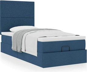 Osmanský postel s matrací modrá 90x200 cm textil 3313049