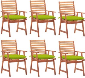 vidaXL Zahradní jídelní židle 6 ks s poduškami masivní akáciové dřevo [3078367] Barva: Jasně zelená