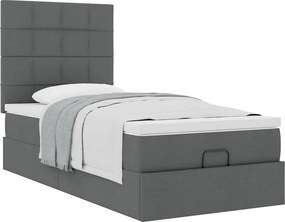 Osmanský rám postele s matrací tmavě šedá 100x200cm textil 3313134