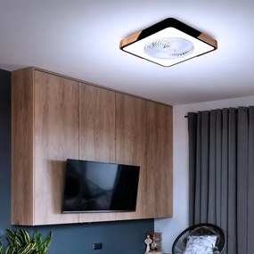 Brilagi-LED Stmív. svítidlo s ventilátorem LED/30W/230V 3000-6500K černá/dub+DO