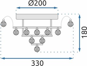 Toolight, křišťálové stropní svítidlo 3xE14 APP783-3C, OSW-05034