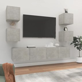 6dílný set TV skříněk betonově šedý kompozitní dřevo - Default Title
