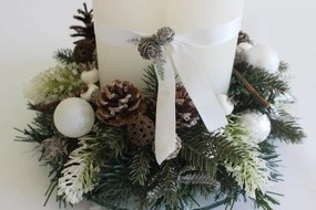 Bílý zmrzlý adventní svícen na stůl 33cm