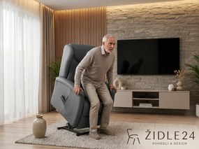 Elektrické polohovací TV křeslo ušák FELIX - šedá látka