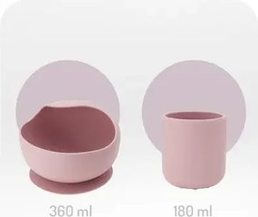 MoMi AMI růžový / Dětský silikonový jídelní set