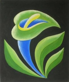 Zelenomodrý květ - 120 x 90 cm