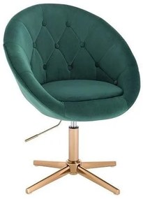 LuxuryForm DESIGN Otočné křeslo VERA VELUR na zlatém kříži - zelené
