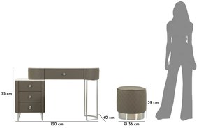 Designový toaletní stolek s taburetkou Pembroke II šedý