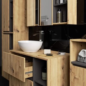 Skříňka pod umyvadlo VAMI W90 2SZ dub artisan / garafitová / šedá